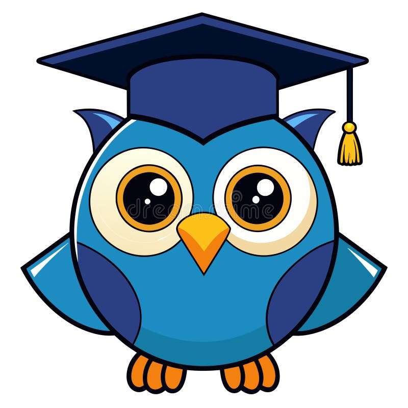 A Cartoon Owl is Wearing a Graduation Cap and Smiling Stock Image ...