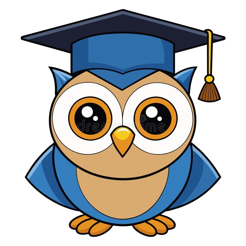 A Cartoon Owl is Wearing a Graduation Cap and Smiling Stock ...
