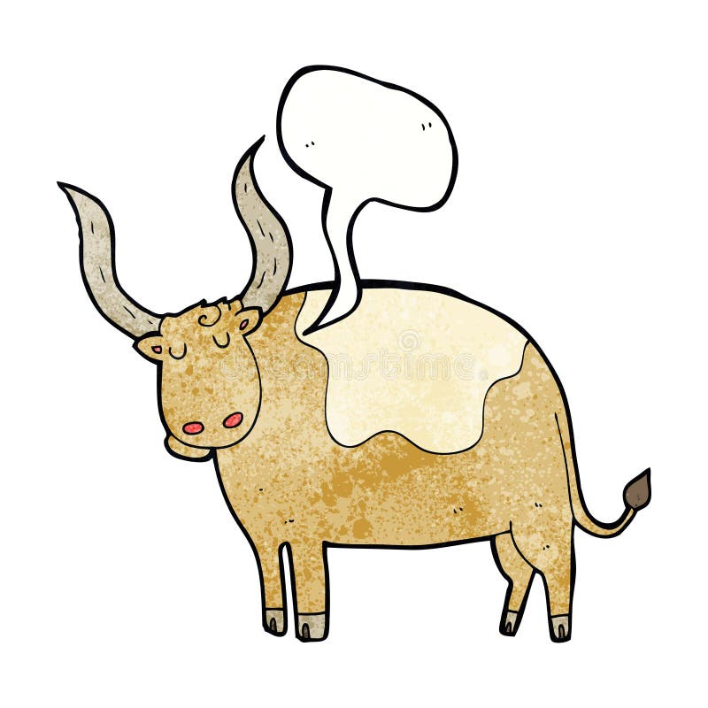 Cartoon Ox with Speech Bubble Stock Illustration - Illustration of ...