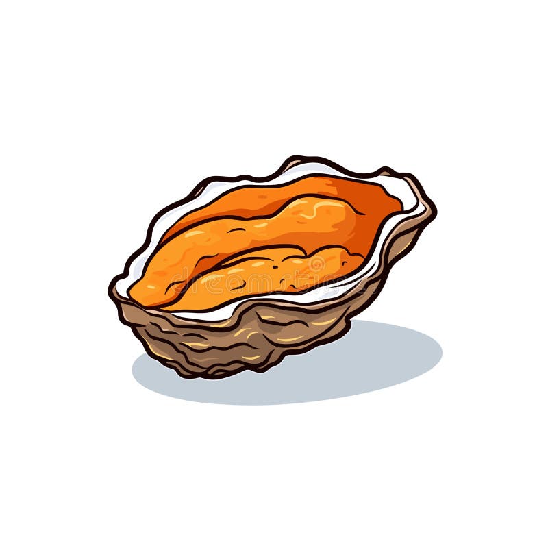 Cartoon Oyster Icon with Brown Shell and Orange Inside Stock ...