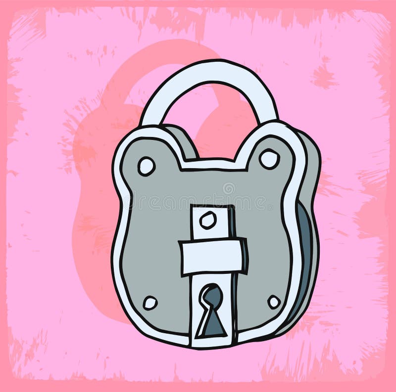 Cartoon Padlock Illustration , Vector Icon. Stock Vector - Illustration ...