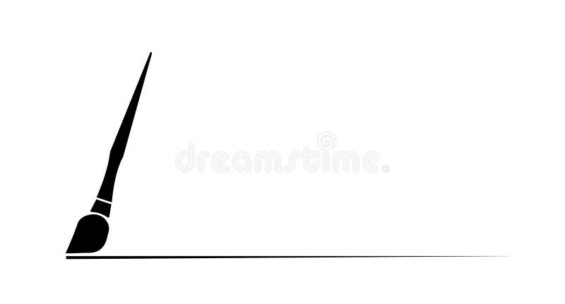 Cartoon Paintbrush with Brush Stroke. Black Paint Brush Logo Stock ...