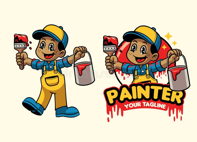 Cartoon Painter Boy Mascot Logo Design Stock Vector - Illustration of ...