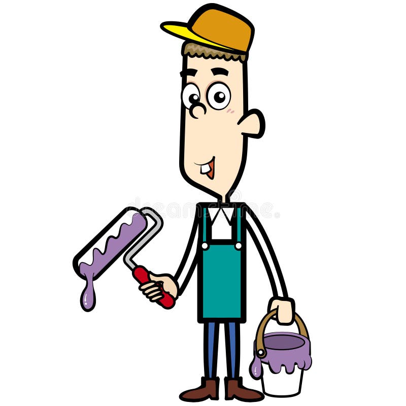 Cartoon Painter with a Paint Brush Stock Vector - Illustration of ...