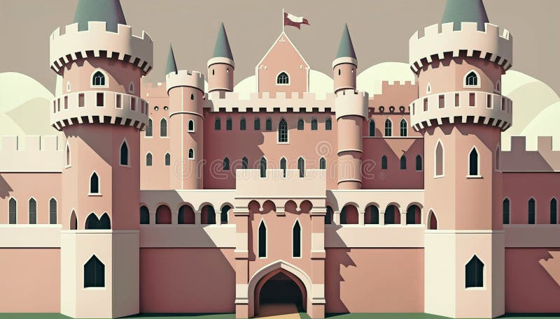 Cartoon Palace Turrets Art AI Generated Stock Illustration ...
