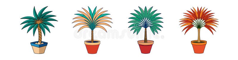 Cartoon Palm Tree in Pot Illustration Stock Vector - Illustration of ...