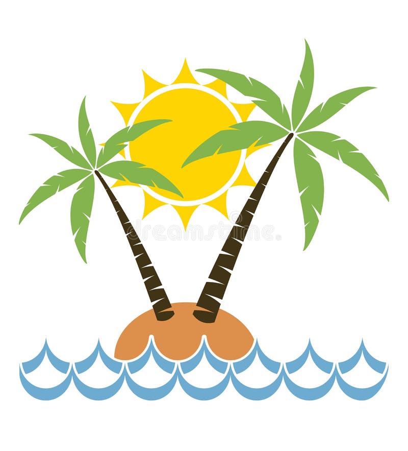 Cartoon of Palm Tree on a Small Island, Vector Stock Vector ...