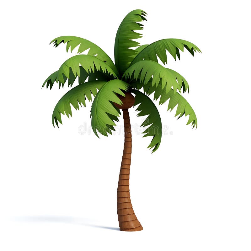 Cartoon Palm Tree Vibrant Green Leaves Isolated on Stock Illustration ...
