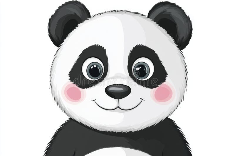 A Cartoon Panda Bear Sitting on the Ground, Simple Illustration Stock ...