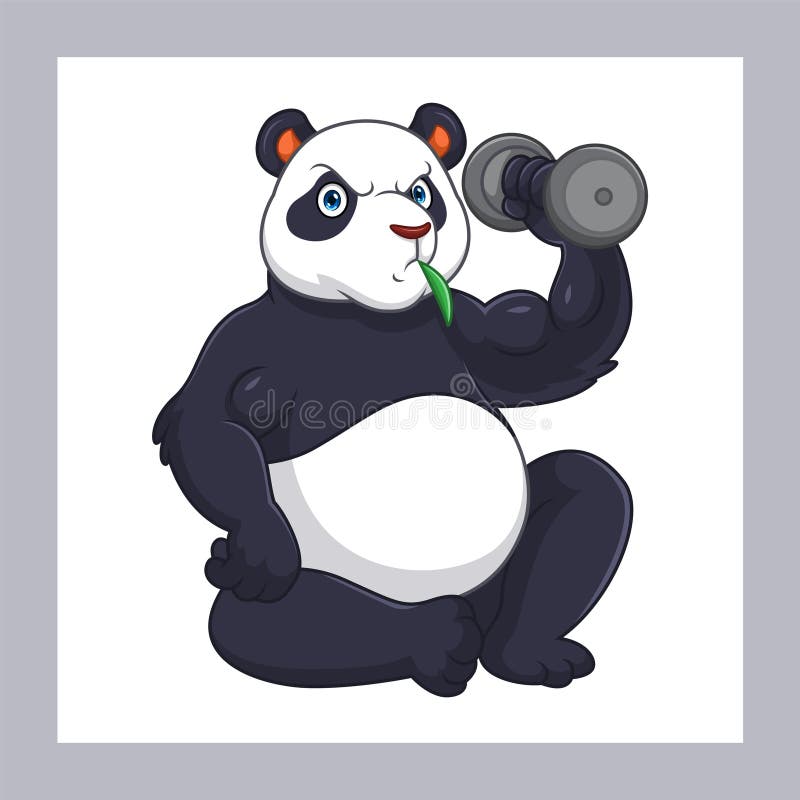 Cartoon Panda Lifting a Barbell Stock Vector - Illustration of ...