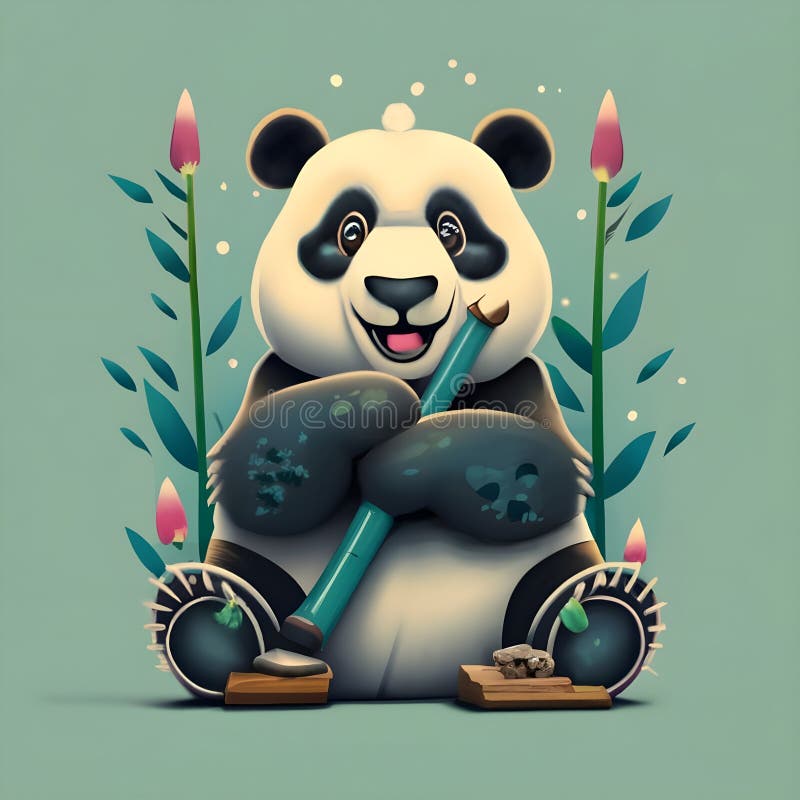 Cartoon Panda Mascot Waving with a Big Smile Stock Illustration ...
