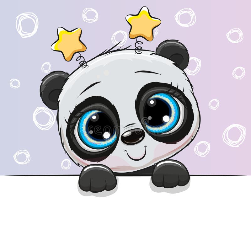 Cartoon Panda a on a Purple Background Stock Vector - Illustration of ...