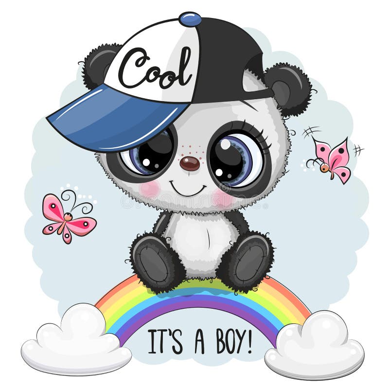 Panda with rainbow stock vector. Illustration of childhood - 59369708