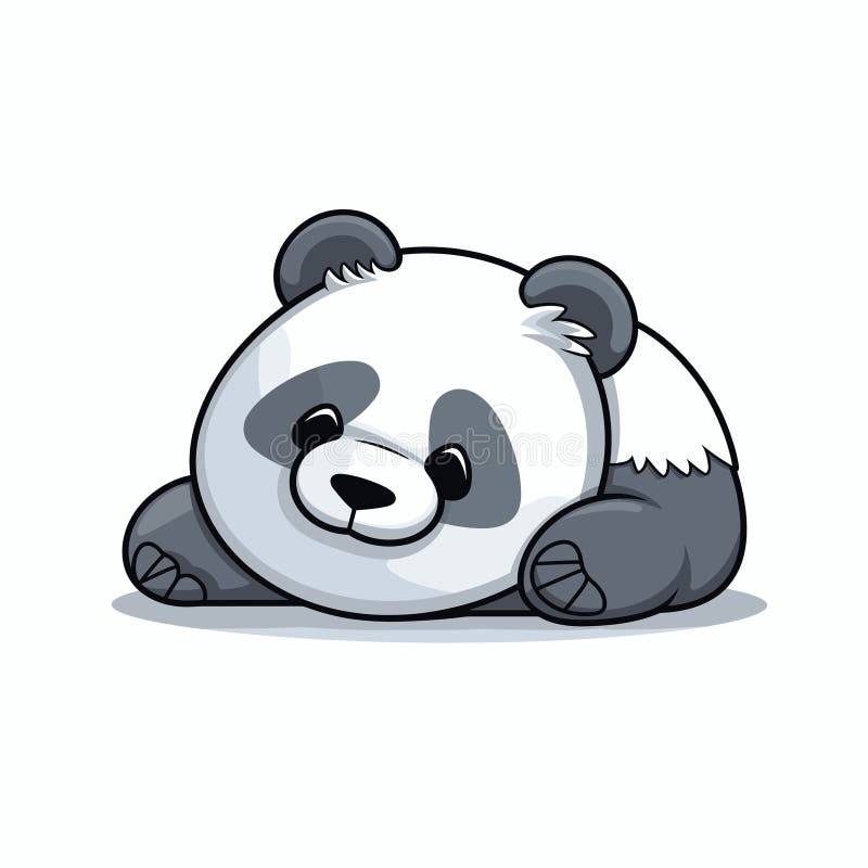 Cute Cartoon Panda Resting with a Relaxed Pose Stock Vector ...