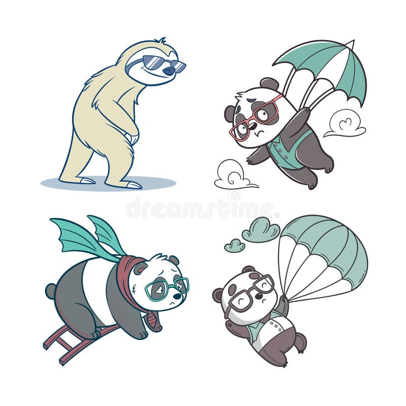 Cartoon Animals Flying Adventures in the Sky Stock Vector ...