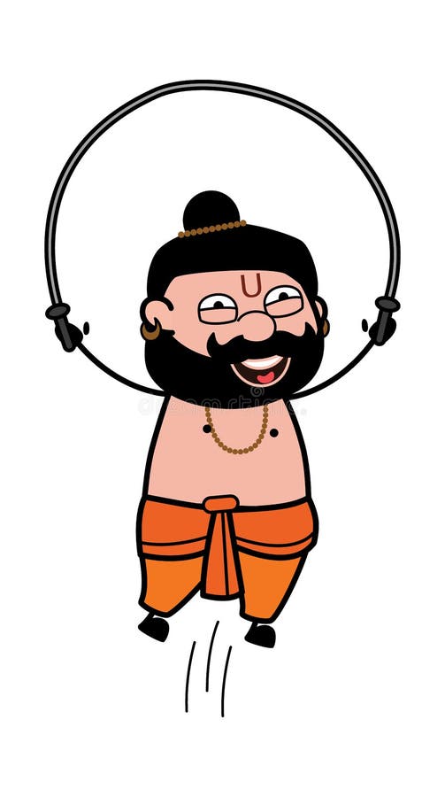 Cartoon Pandit Skipping Rope Stock Illustration - Illustration of ...