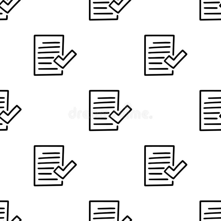 Cartoon Paper and Check Mark Seamless Patterns, Vector. Stock Vector ...