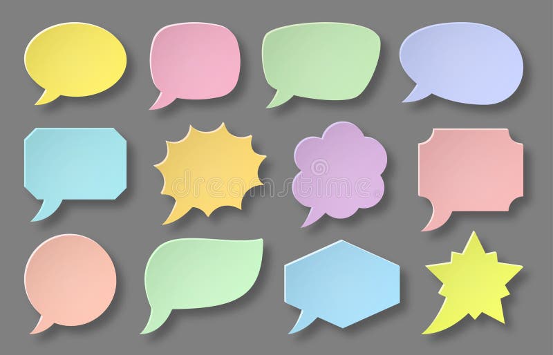 Paper Cut Speech Bubbles Note Sticker Comic Set Stock Vector ... Paper Cut Speech Bubbles Note Sticker Comic Set Stock Vector ...