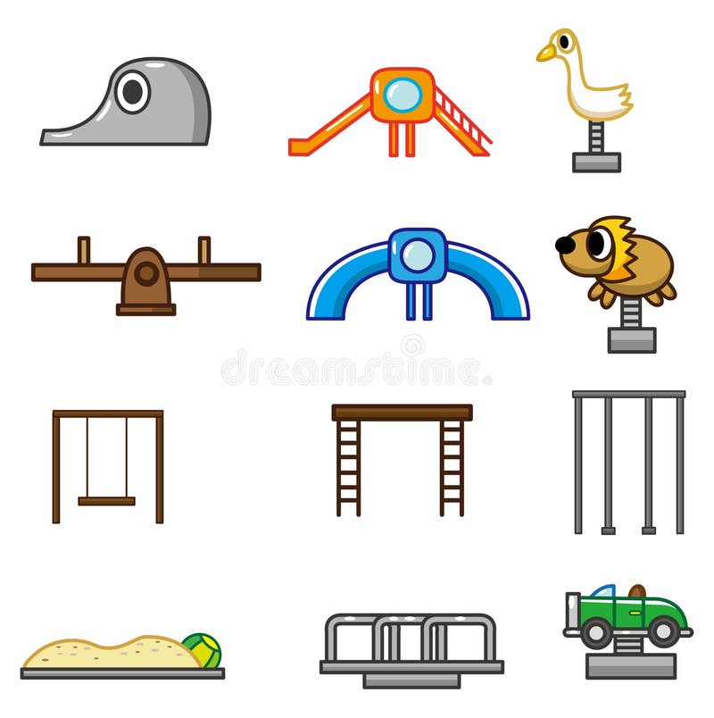 Cartoon Park Playground Icon Stock Vector - Illustration of happy ...