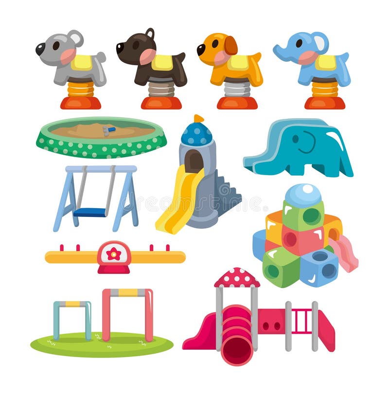 Cartoon Park Playground Icon Stock Vector - Illustration of seesaw ...