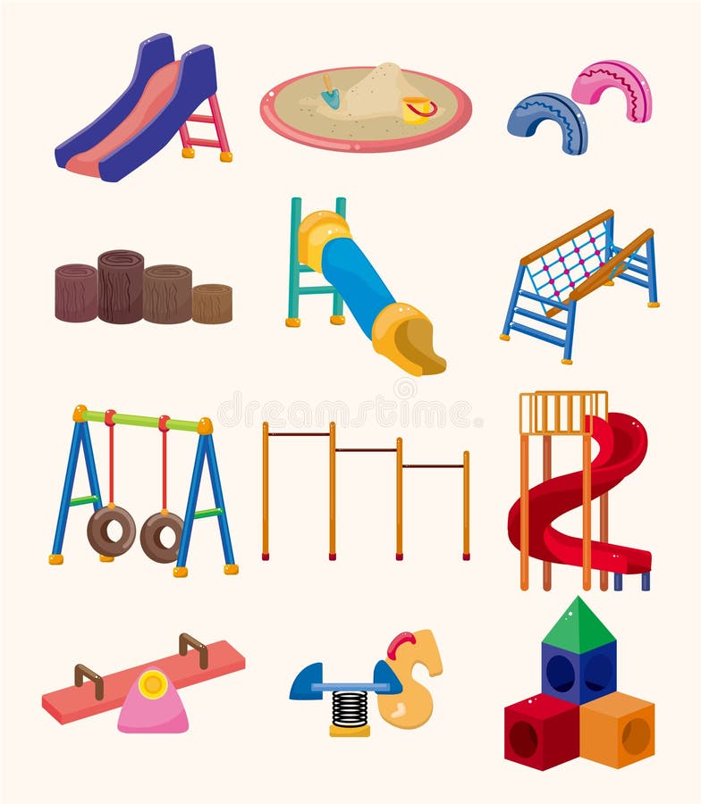 Cartoon Park Playground Icon Stock Vector - Illustration of group ...