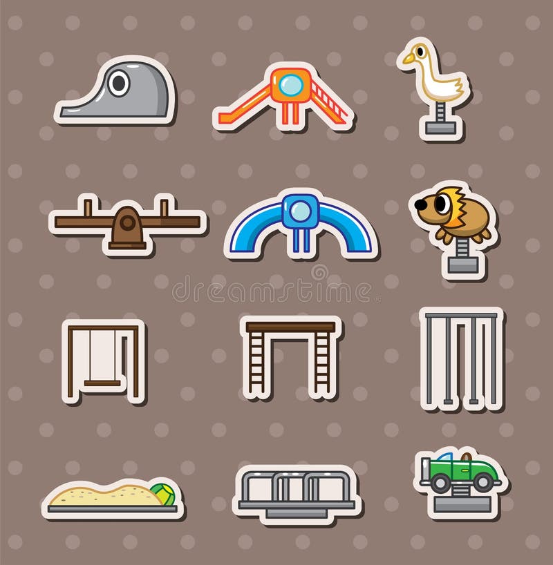 Cartoon Park Playground Stickers Stock Vector - Illustration of park ...