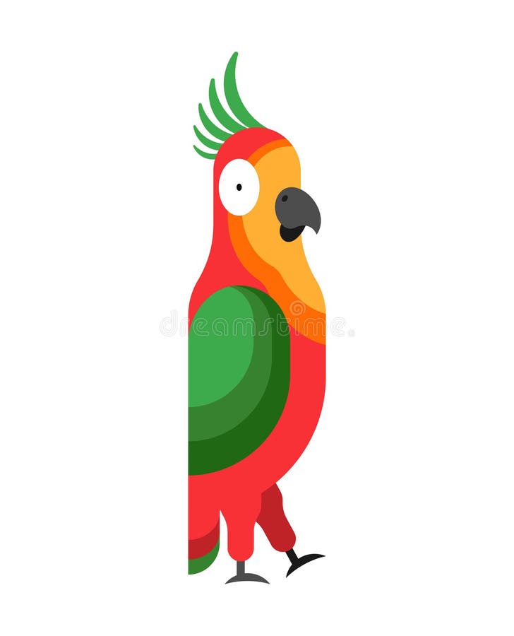 Cartoon Parrot Isolated. Popinjay Vector Illustration Stock Vector ...