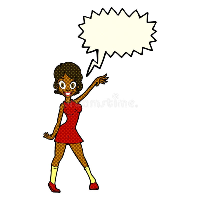 Cartoon Party Girl with Speech Bubble Stock Illustration - Illustration ...