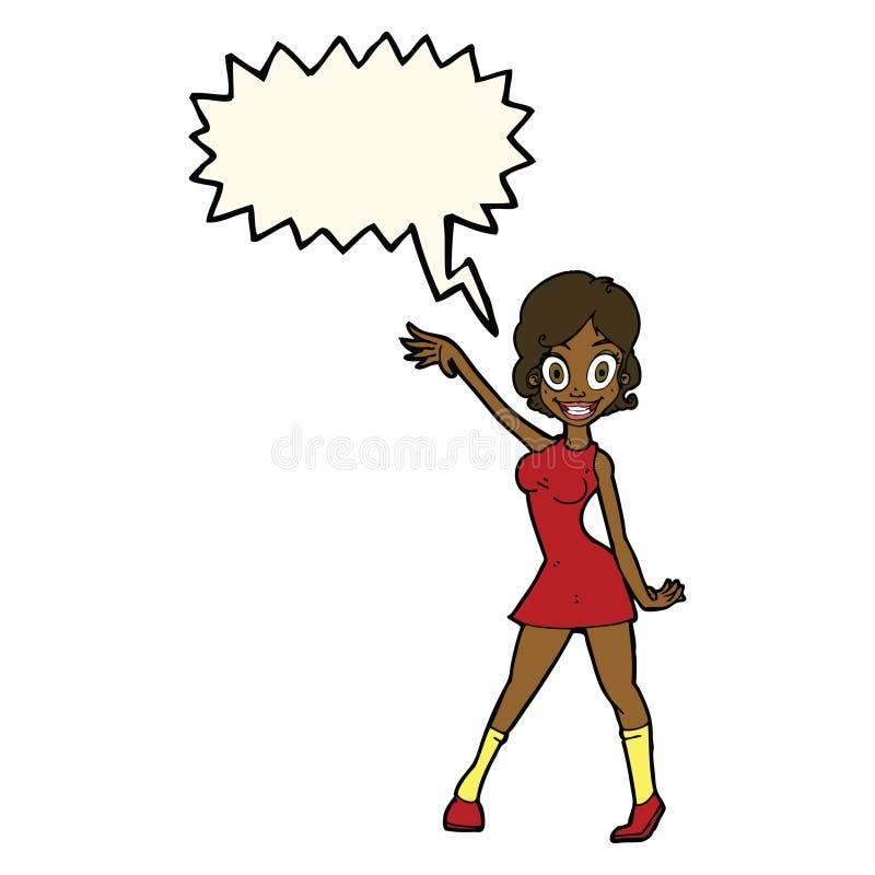 Cartoon Party Girl with Speech Bubble Stock Illustration - Illustration ...