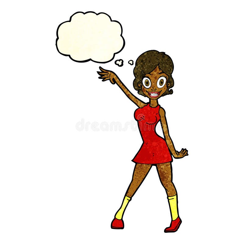 Cartoon Party Girl with Thought Bubble Stock Illustration ...