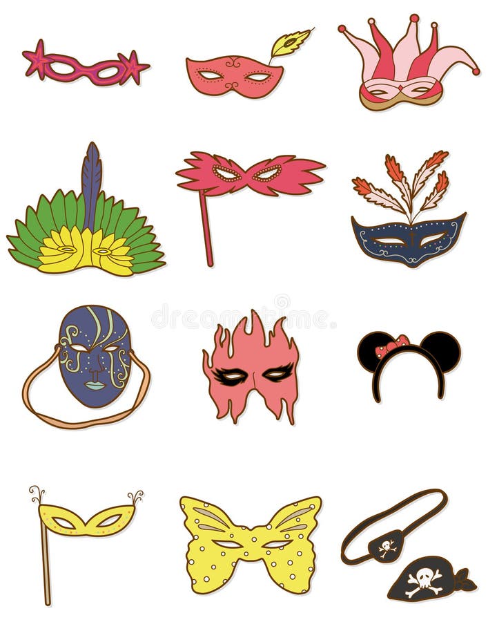 Cartoon party mask icon stock vector. Illustration of dress - 17834438
