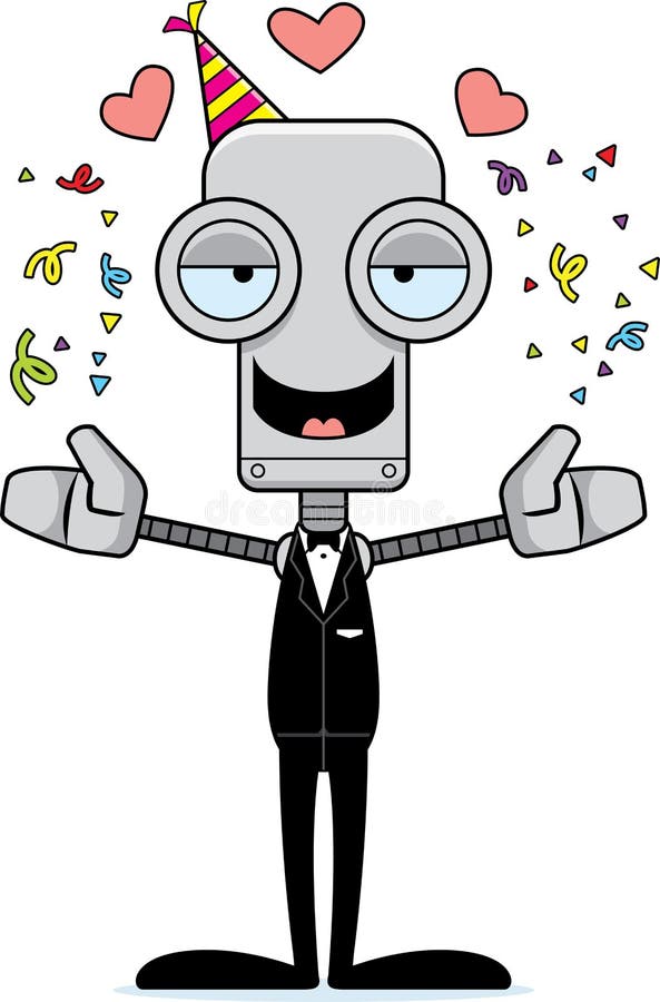 Cartoon Party Robot Hug stock vector. Illustration of years - 55524780