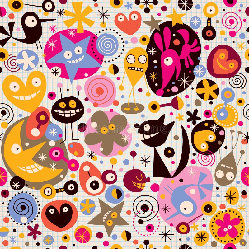 Fun cartoon pattern stock vector. Illustration of joyful - 27385024