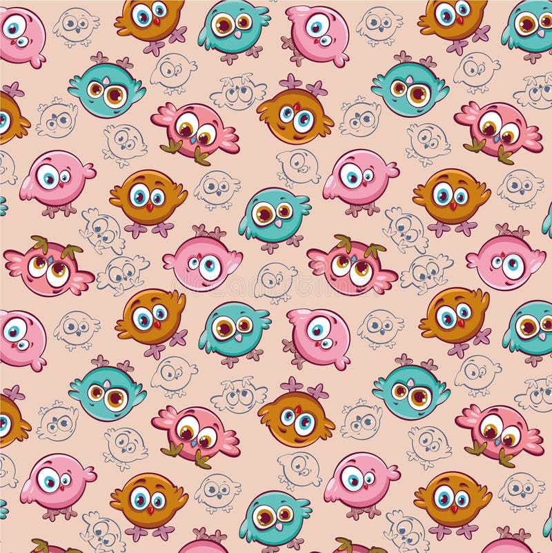 Cartoon Pattern with Chicken. Stock Illustration - Illustration of baby ...
