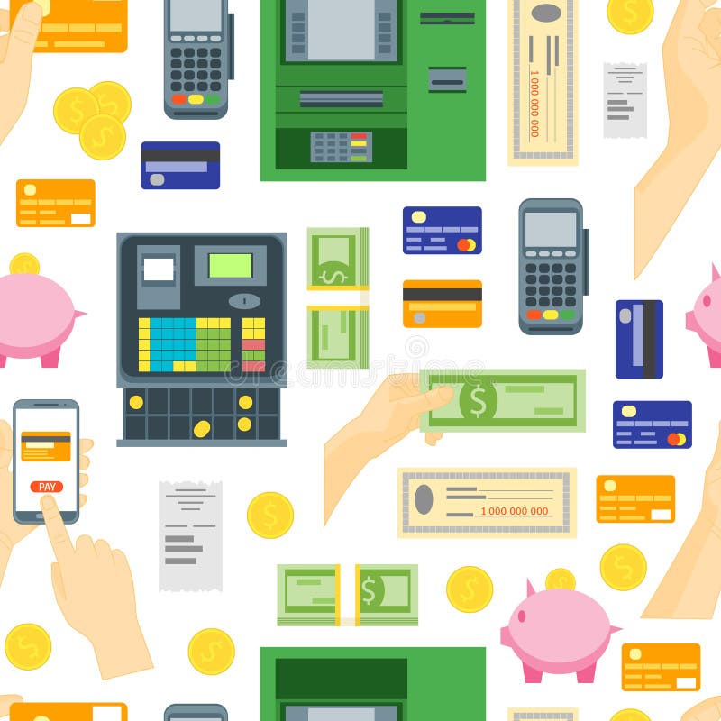 Cartoon Payment Background Pattern on a White. Vector Stock Vector ...