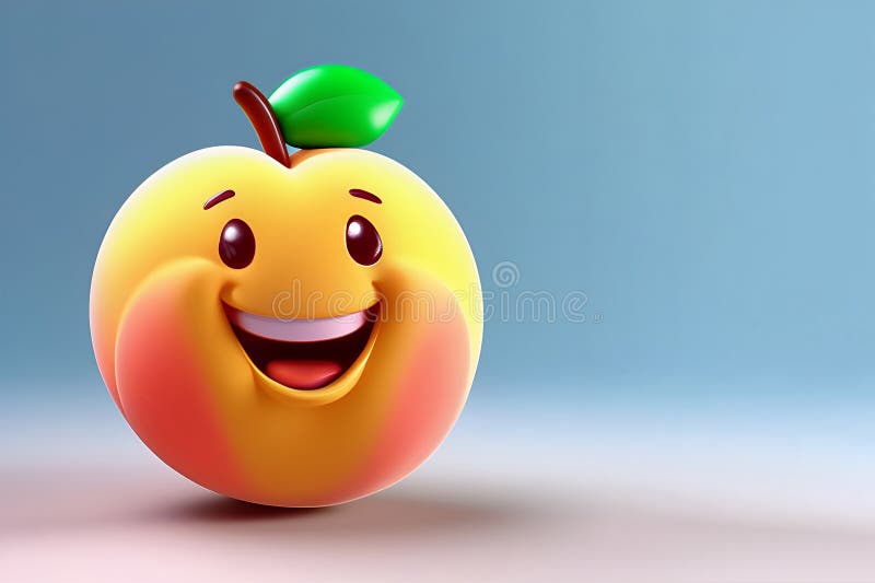 Cartoon Peach with a Happy Smiling Face Stock Illustration ...