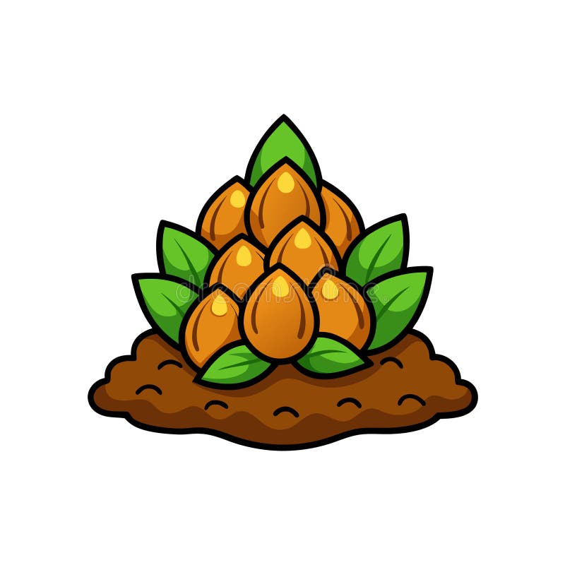 Cartoon Peanut Plant Growing in Soil Illustration Stock Illustration ...