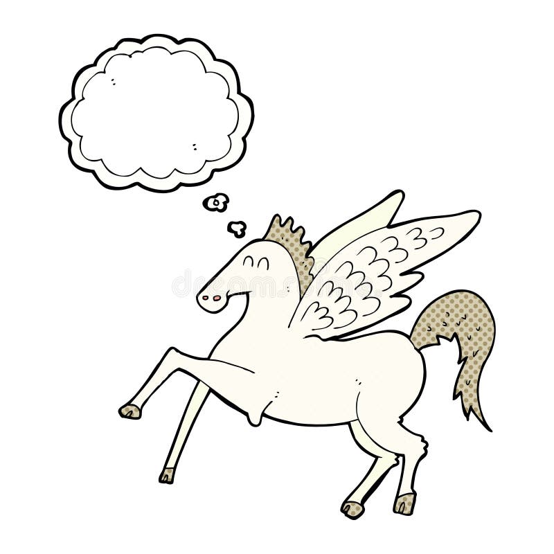 Cartoon Pegasus with Thought Bubble Stock Illustration - Illustration ...