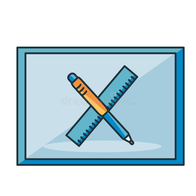 Cartoon Pen and Ruler Icon Emoji Isolated Illustration Stock ...