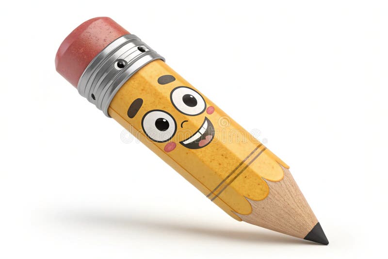Cartoon Pencil with Face, 3d Rendering - Generated by Ai Stock ...