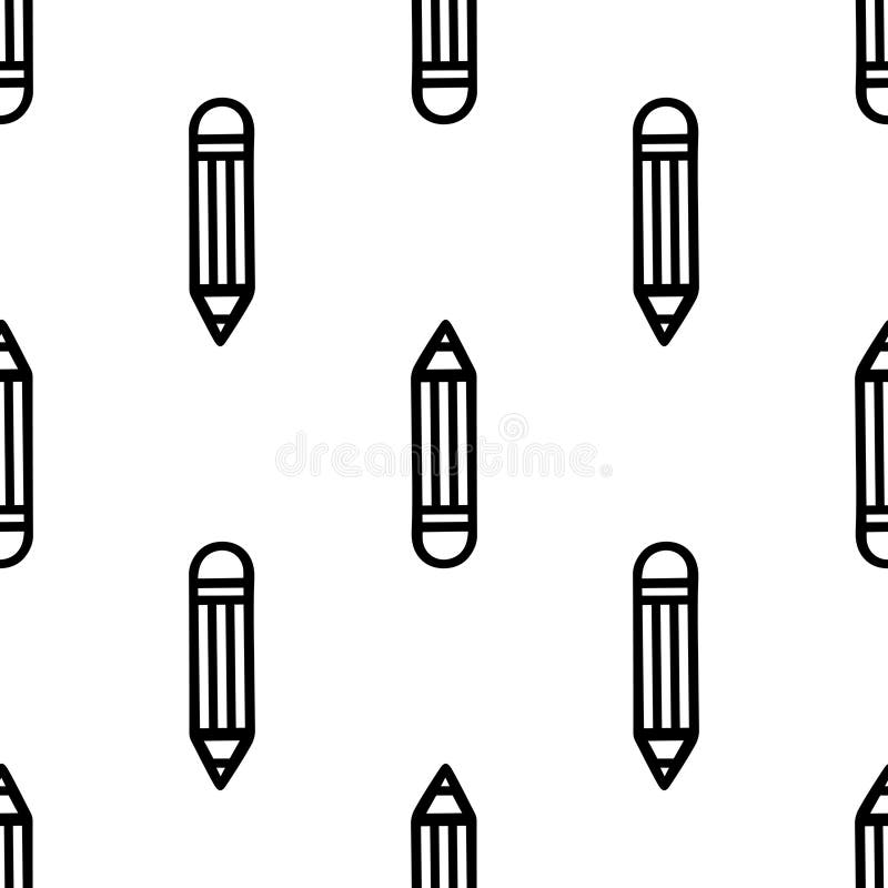 Cartoon Pencil Seamless Patterns, Vector. Stock Vector - Illustration ...