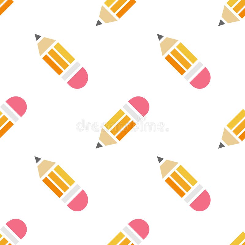Cartoon Pencil Seamless Patterns, Vector. Stock Vector - Illustration ...