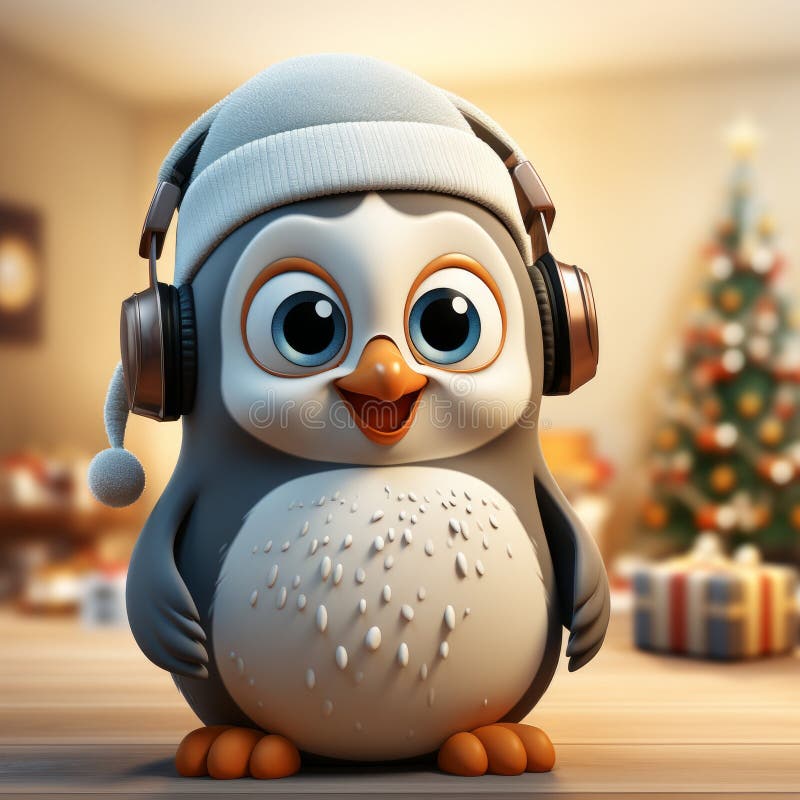 Cartoon Penguin at Christmas Time Created with Generative AI Technology ...