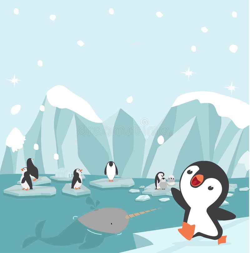 Cartoon Penguin on Ice Floe Vector Stock Vector - Illustration of ...