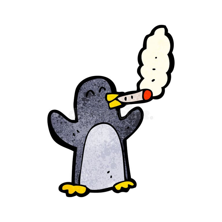 Cartoon penguin smoking stock vector. Illustration of crazy - 38068062