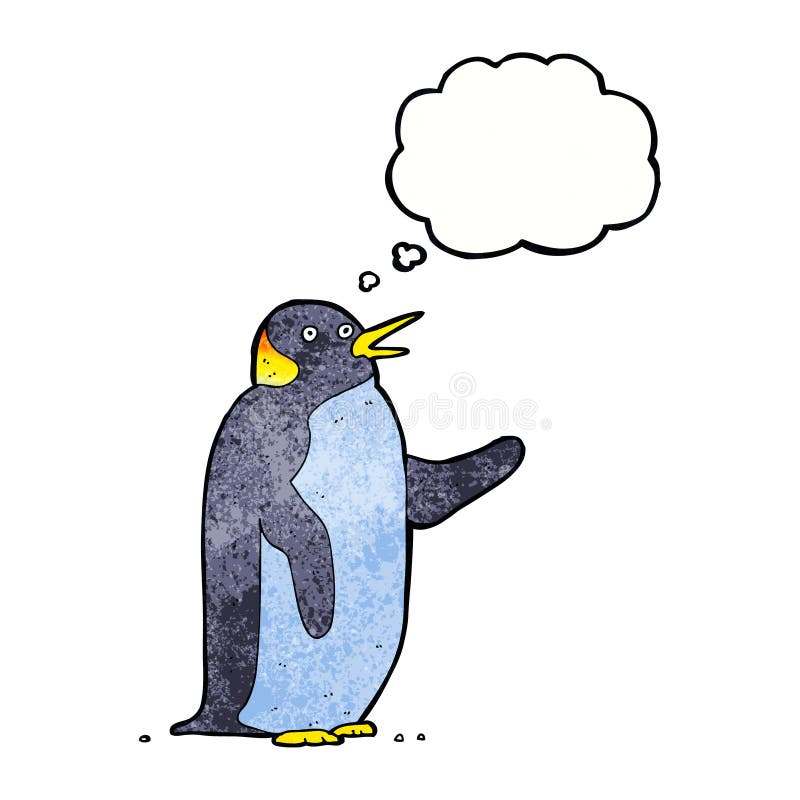Cartoon Penguin Waving with Thought Bubble Stock Illustration ...