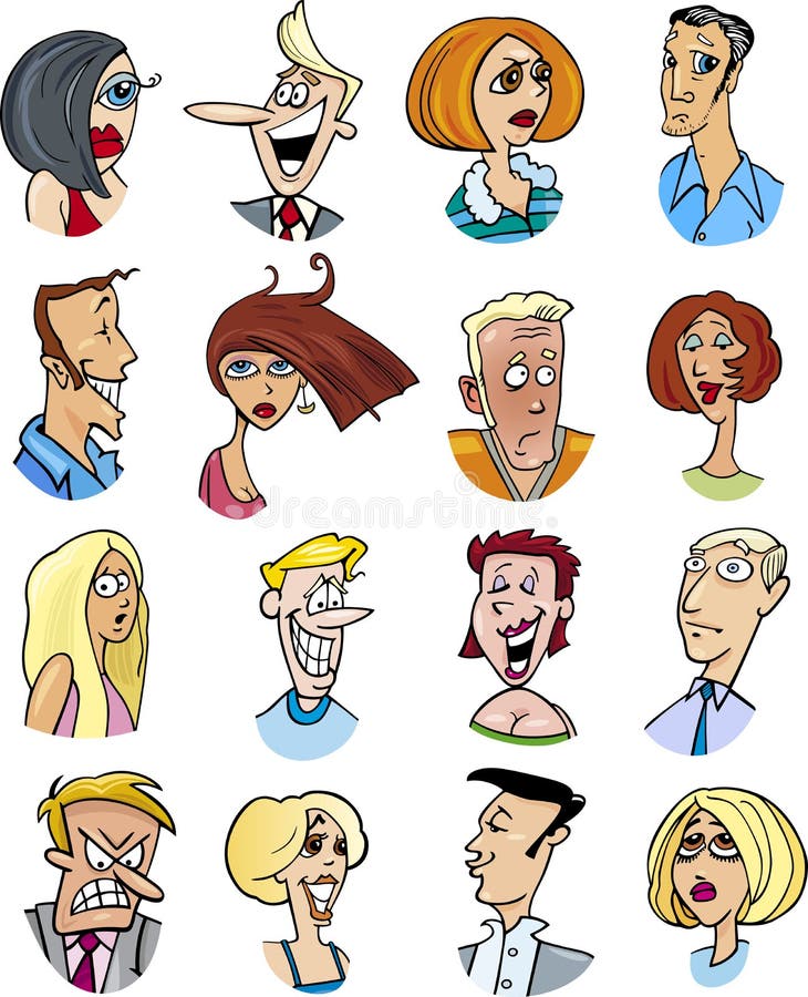 Cartoon People Characters and Emotions Stock Vector - Illustration of ...