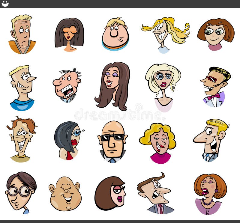 Cartoon People Characters Faces and Emotions Set Stock Vector ...