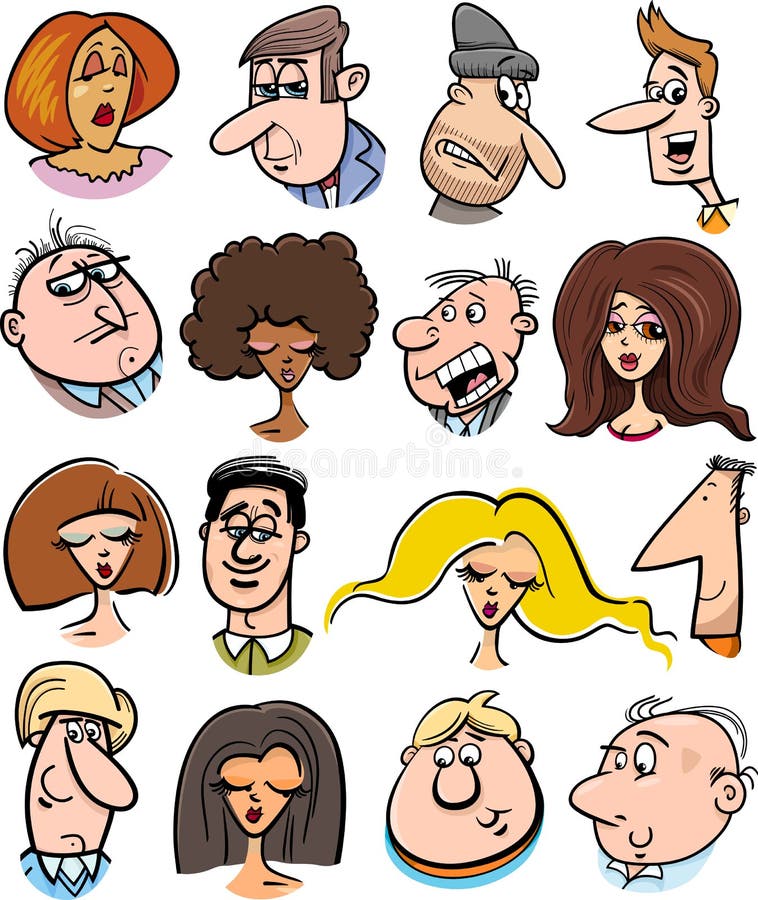 Cartoon People Characters Faces Stock Vector - Illustration of emotion ...