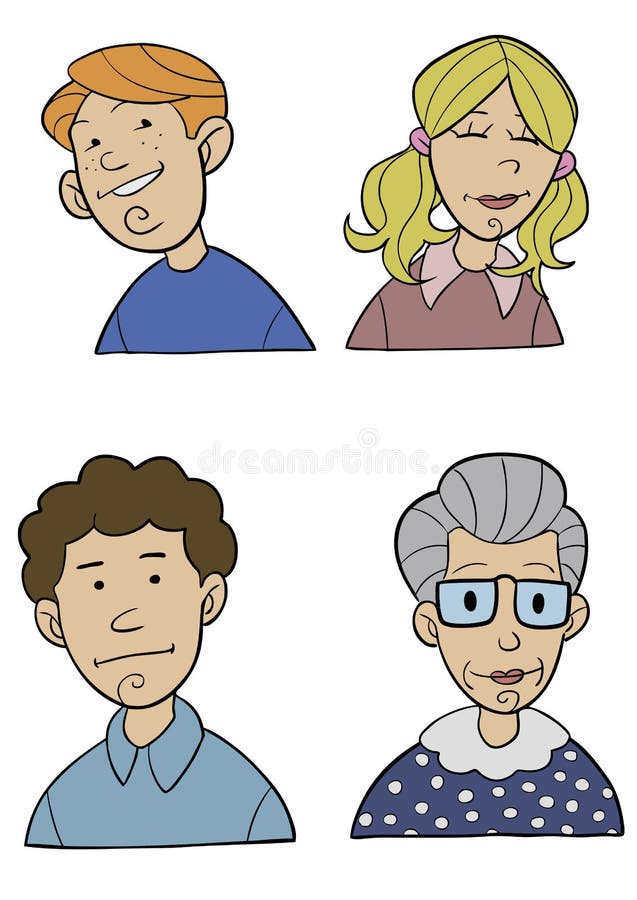Cartoon People Close Up stock illustration. Illustration of close ...